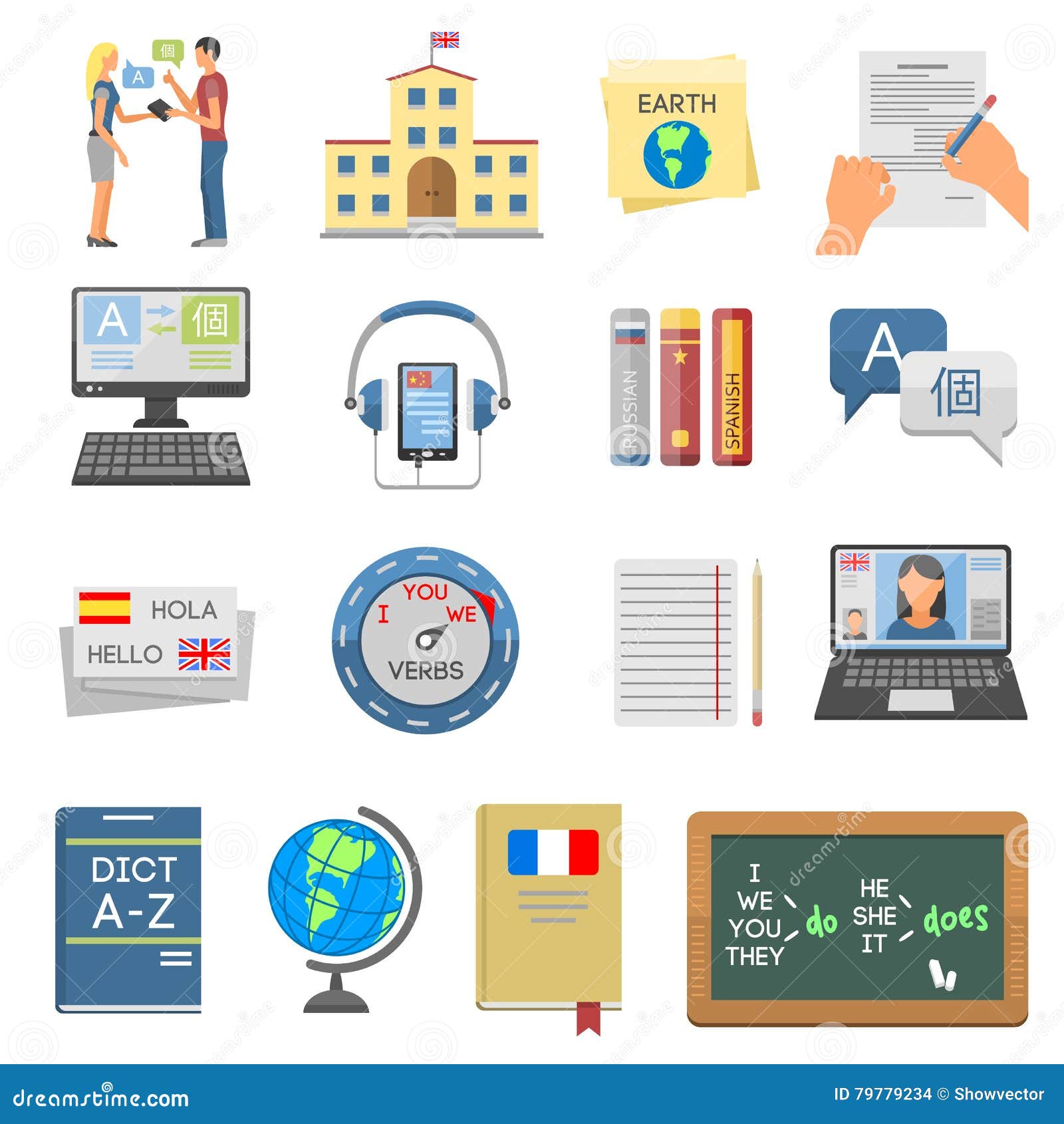 Languages Education and School Learning Vector. Stock Vector ...