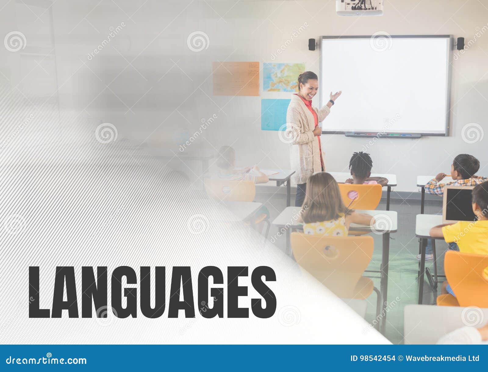 Languages Text and School Teacher with Class Stock Photo - Image of ...