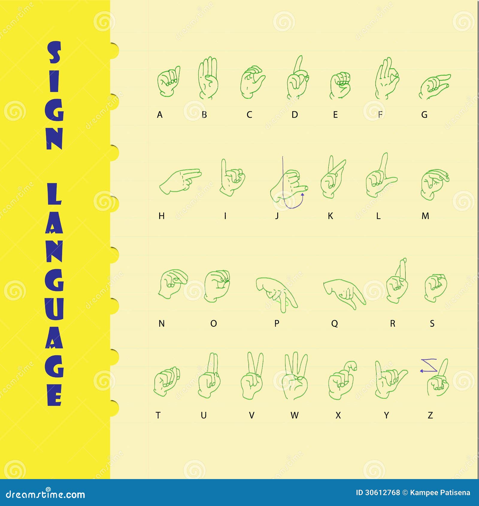 Langue Des Signes Et L'alphabet Illustration Stock - Illustration du ...