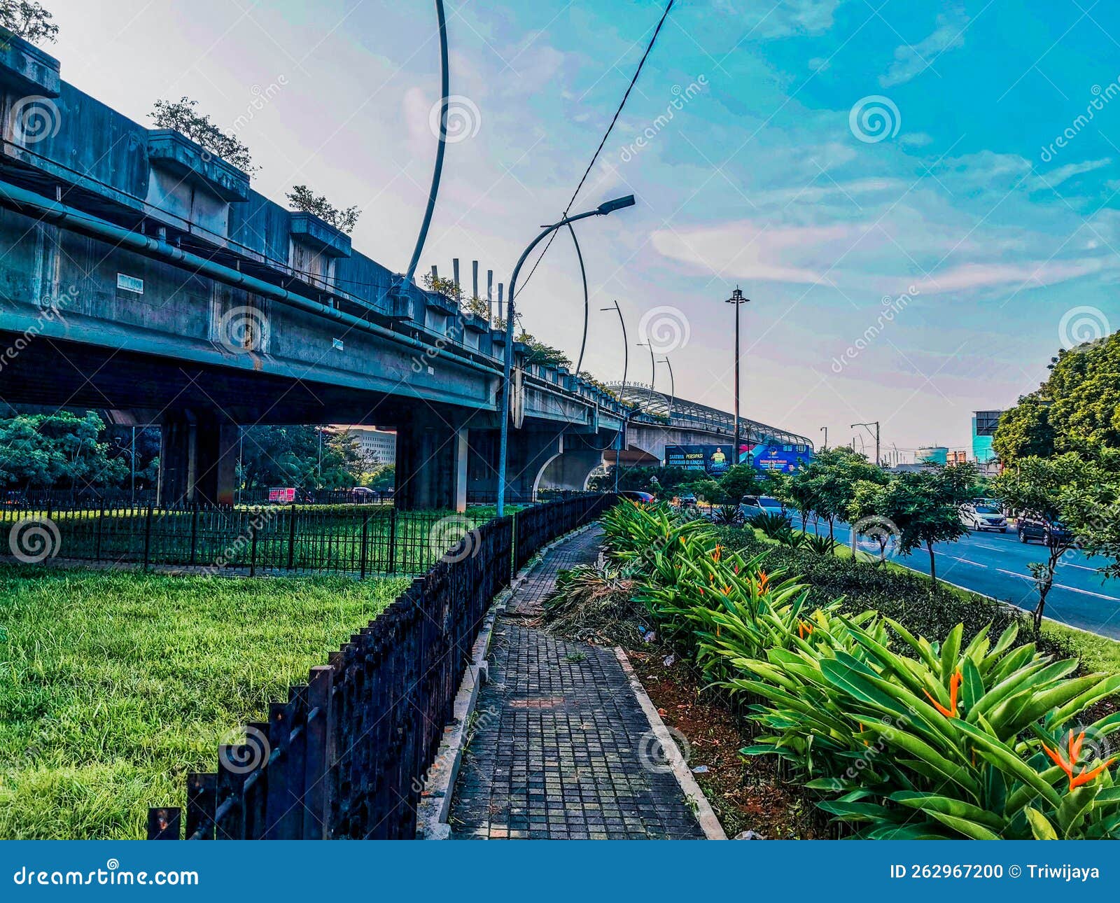 Lanmark overpass bekasi stock photo. Image of vehicle - 262967200