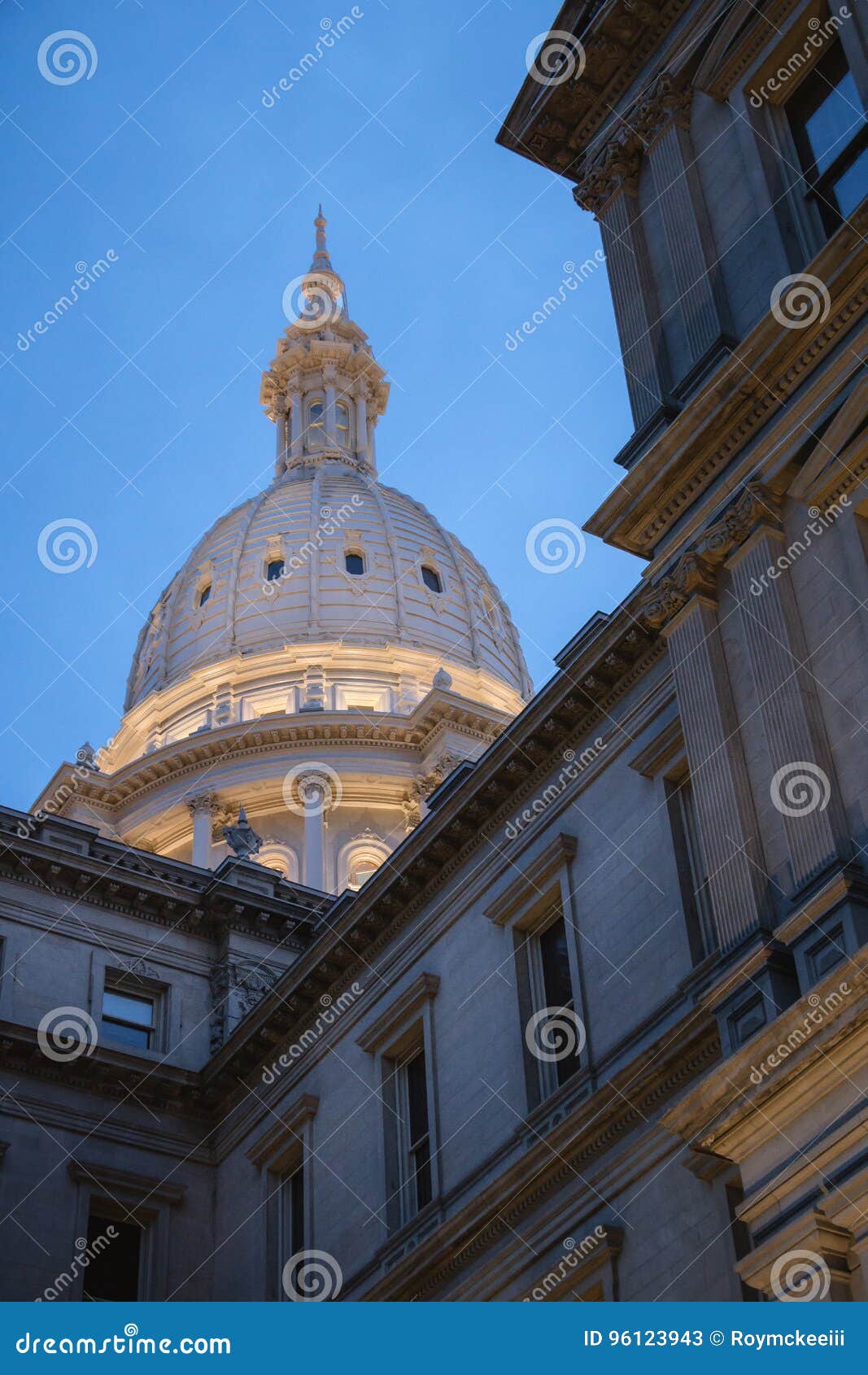 Lansing Capital at Night stock image. Image of architecture - 96123943