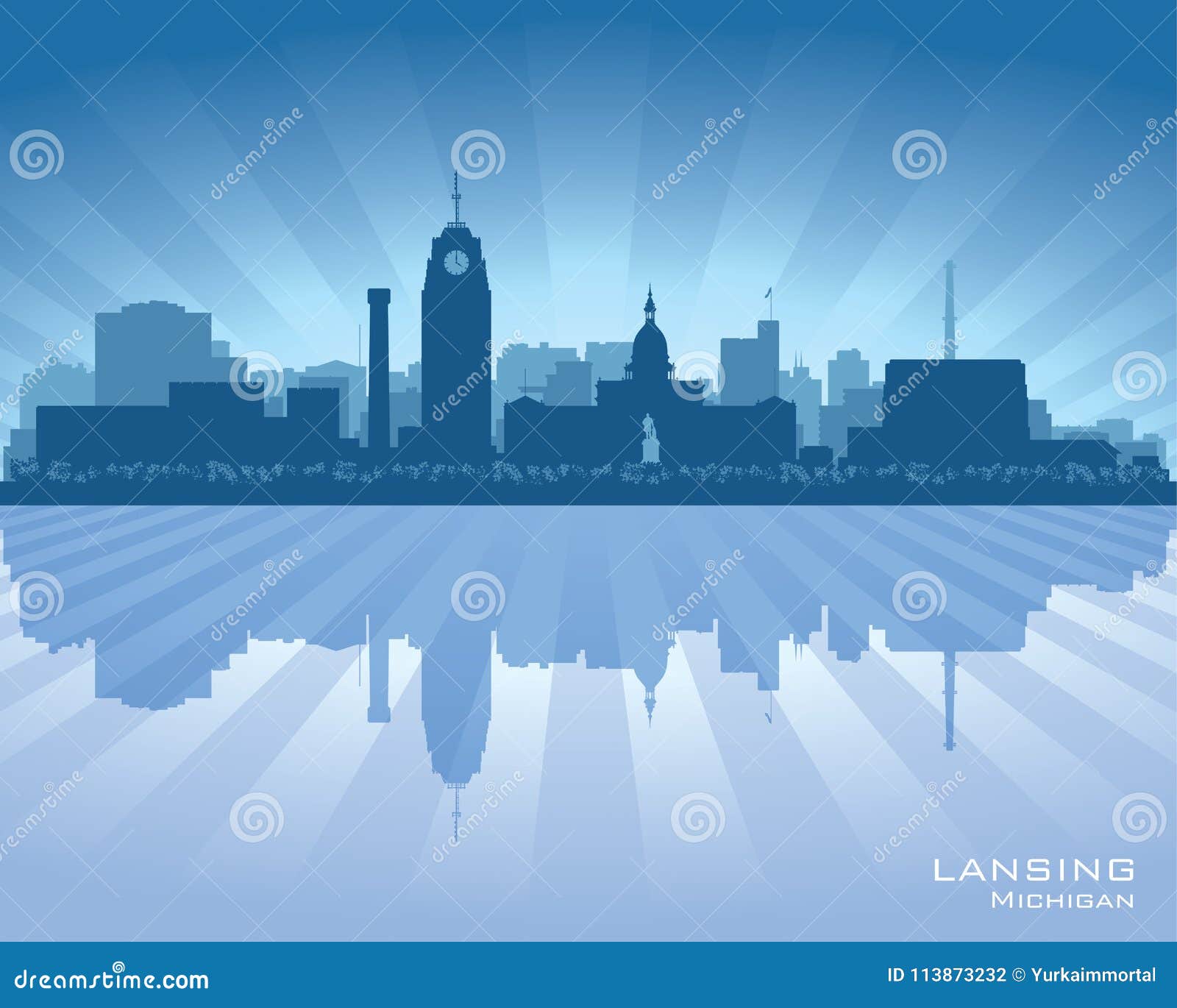 Lansing Skyline Horizontal Banner. Cartoon Vector | CartoonDealer.com ...