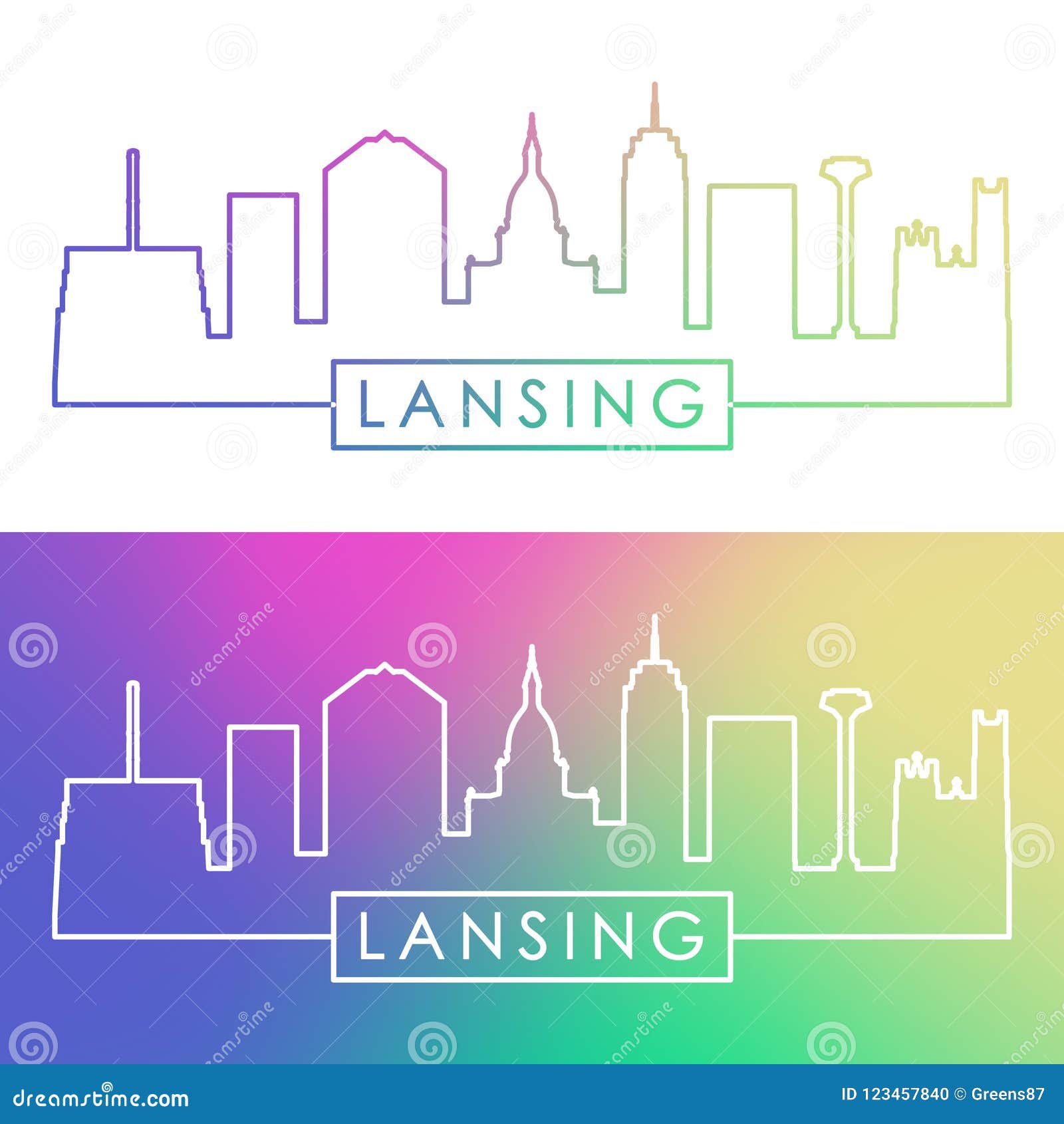 Lansing Skyline Symbol Design City Vector Art | CartoonDealer.com ...