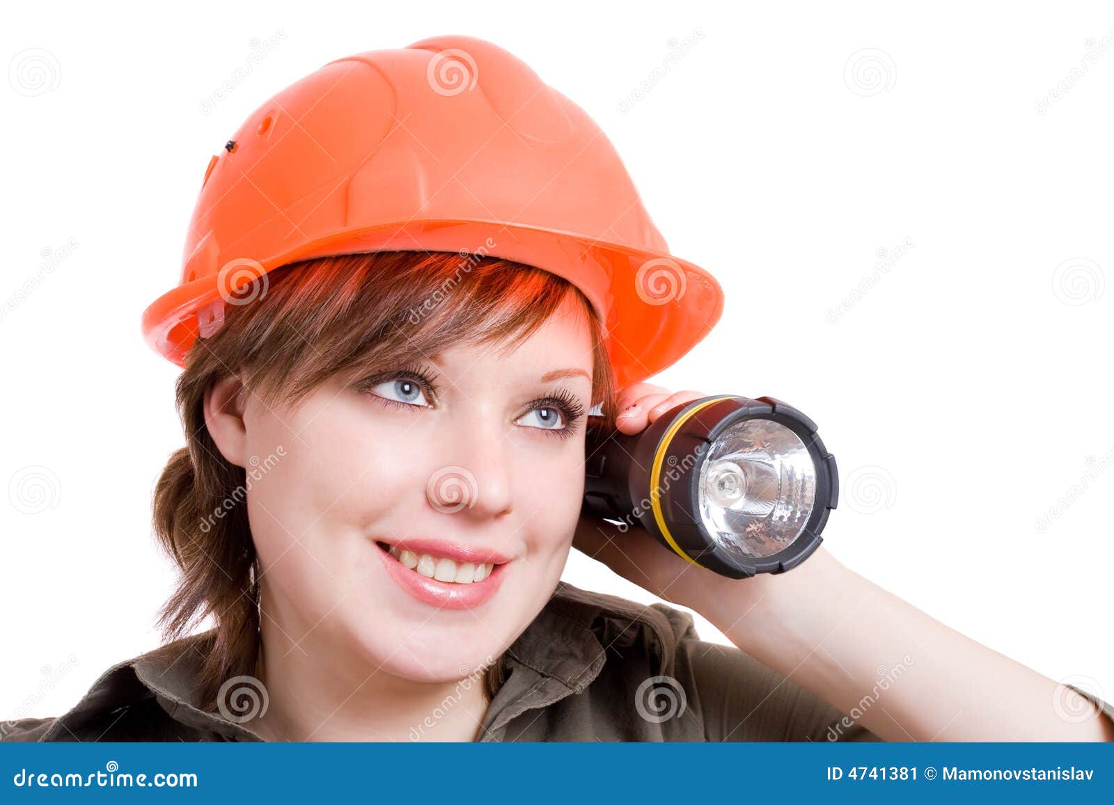 Lantern and a Bright Orange Helmet Stock Image - Image of lamp, handle ...