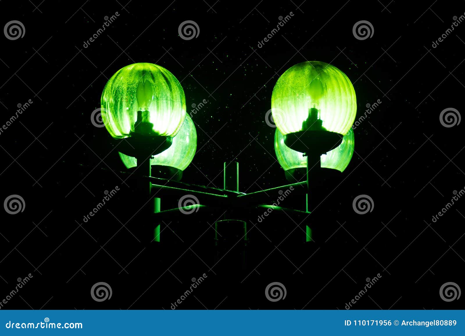 Lantern, Burning Green Light, in the Dark Stock Photo - Image of asian ...