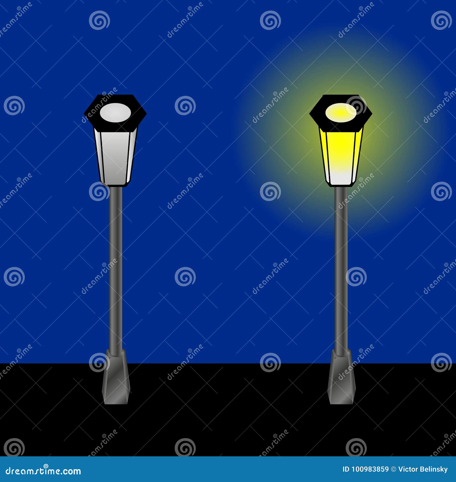 The Lamp Post is on, it is Off. Vector Illustration. Stock Illustration ...