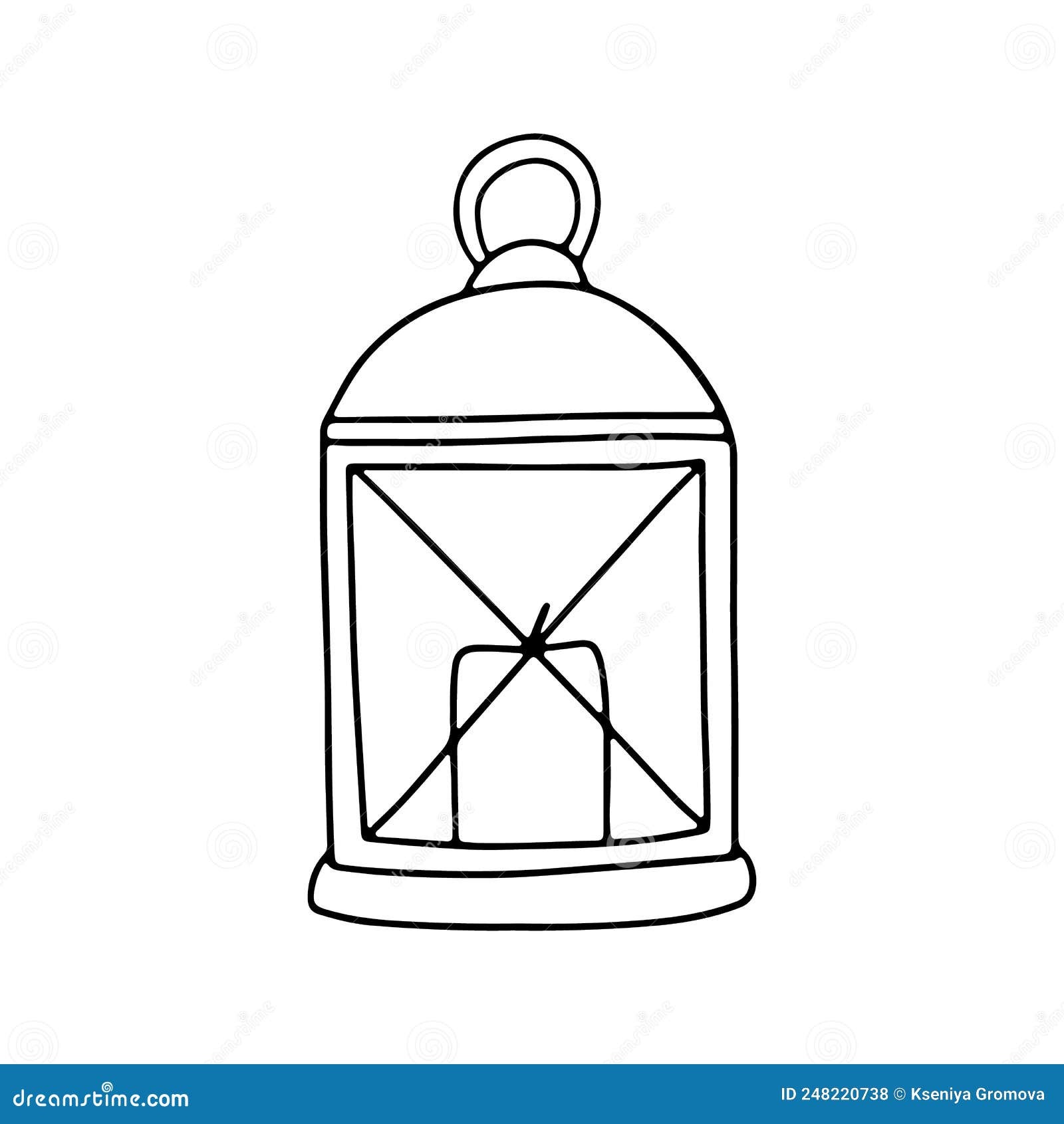 Lantern with a Candle for the House. Home Interior. Linear Illustration ...