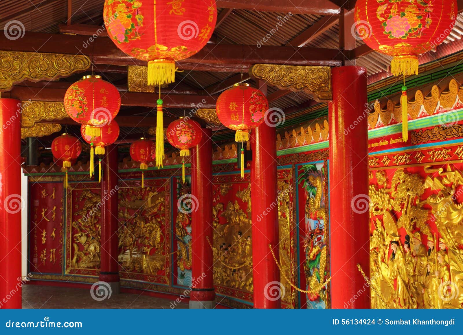 Lantern in Chinese temple stock photo. Image of decortion - 56134924