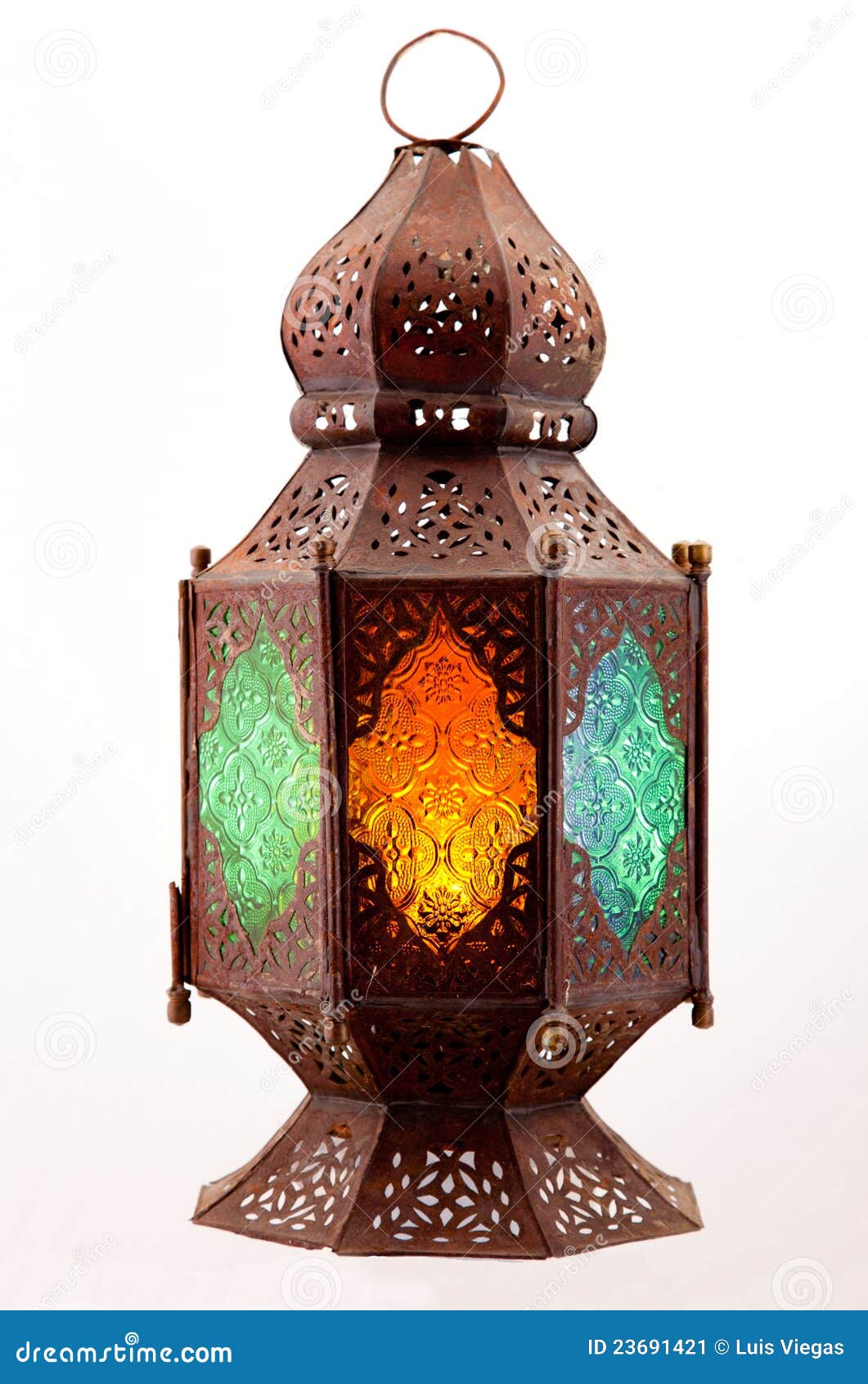 Lantern with Colored Stained Glass Stock Image - Image of glow, east ...
