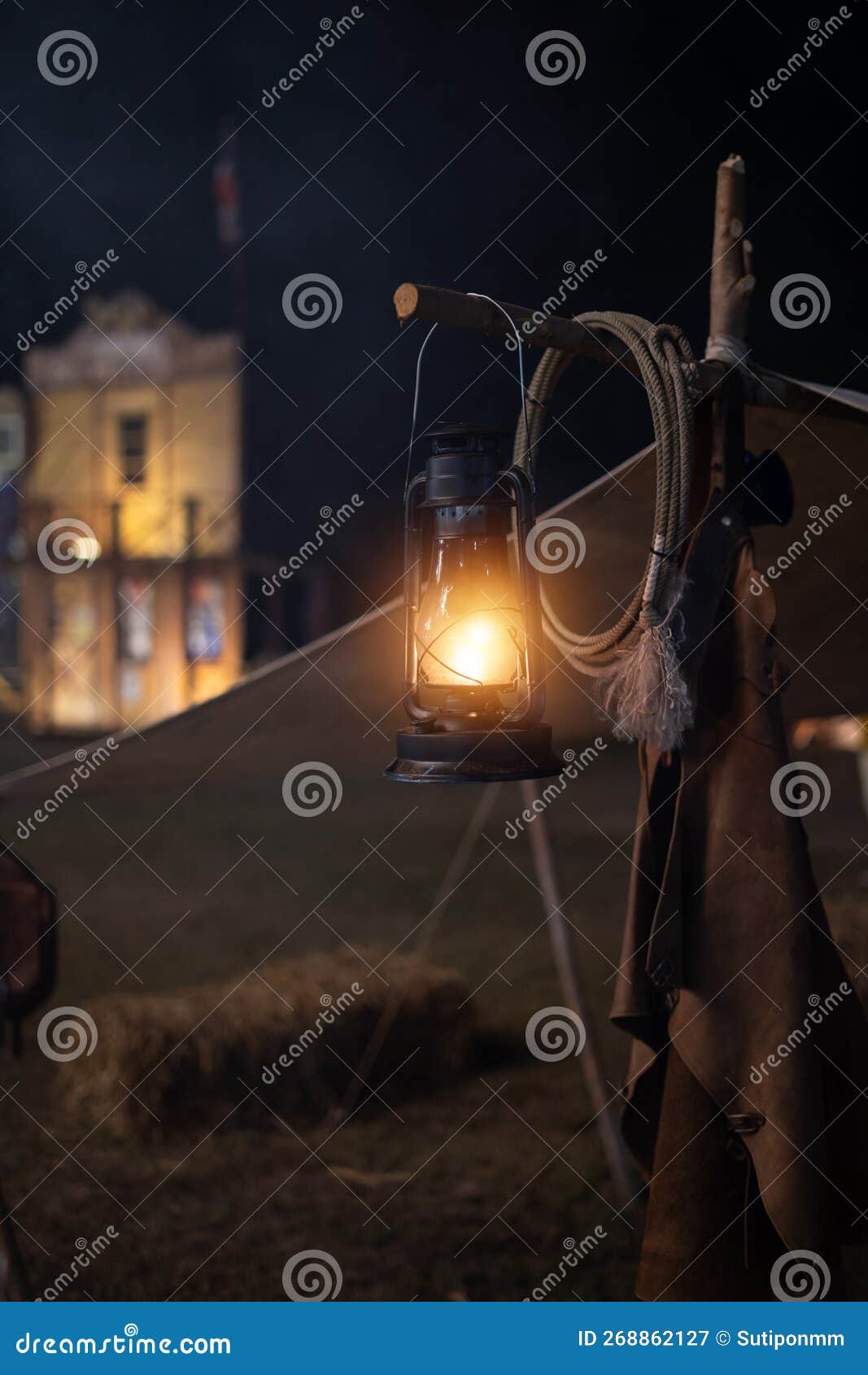 The Lantern in the Cowboy S Camp Stock Image - Image of cowboy ...