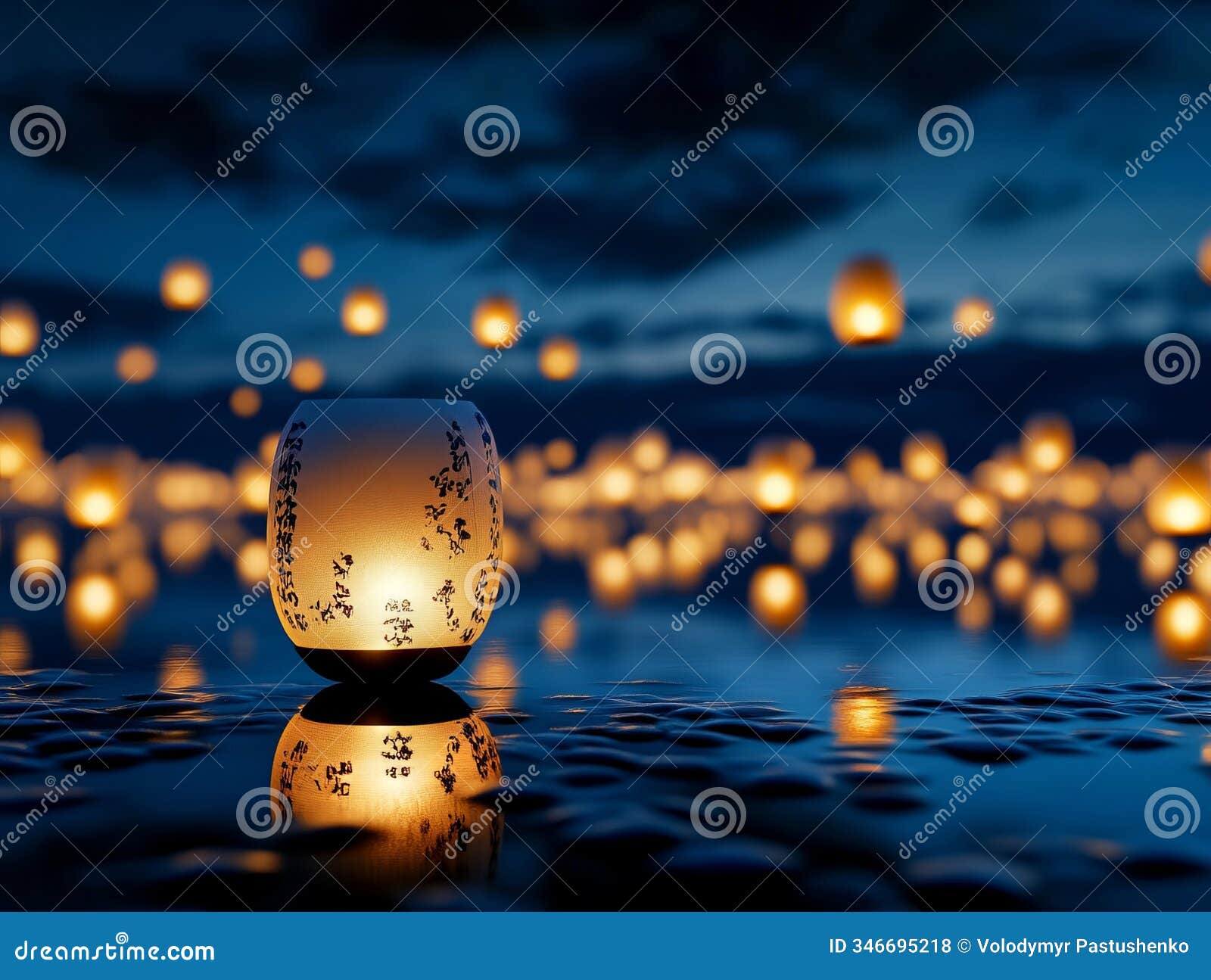 A Sky Lantern Floating In The Sky At Night Of Diwali Festival Stock ...