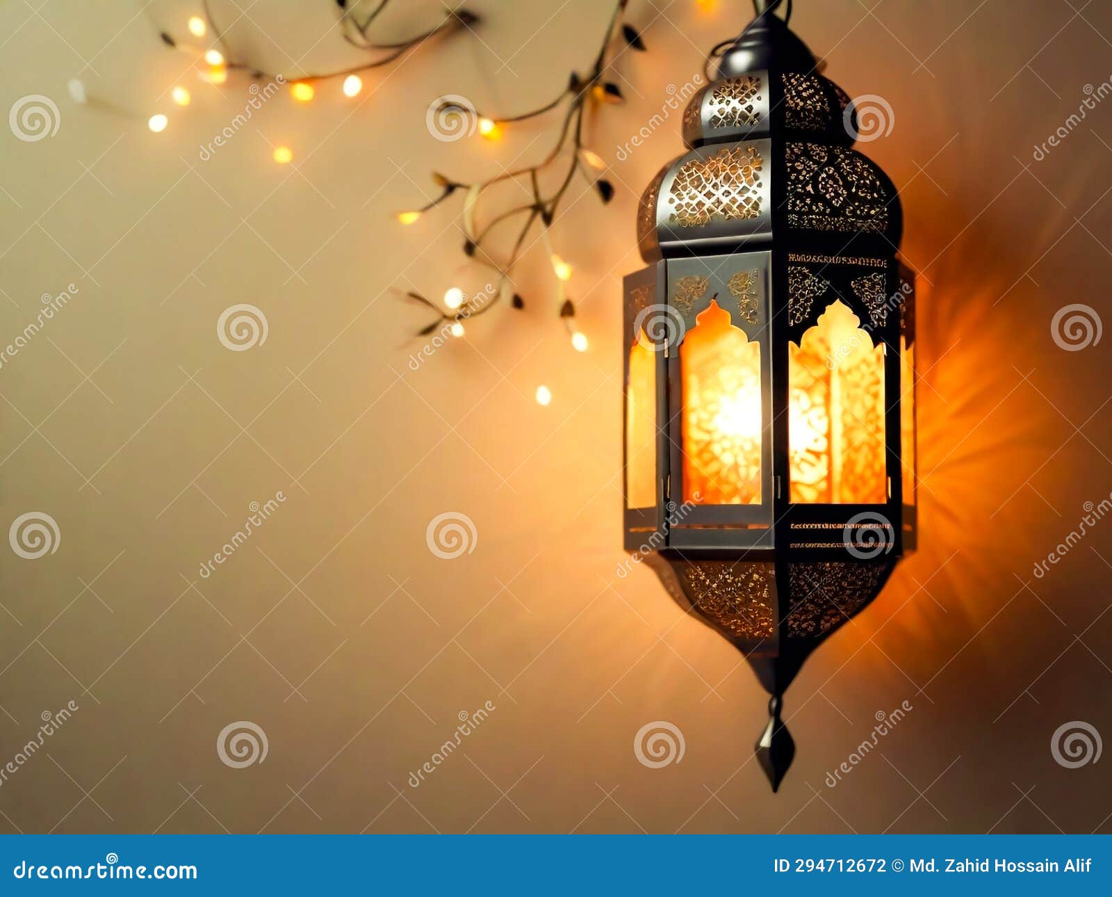 A Lantern Glowing Lights Islamic Wallpaper Stock Illustration ...