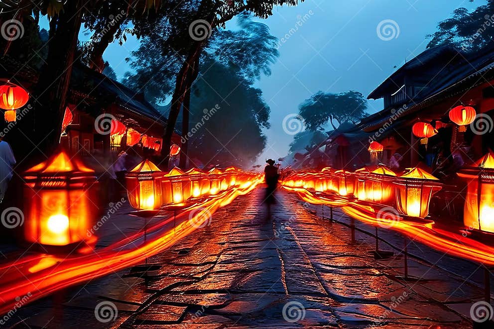 Lantern Light Trails Slow Shutter Speed Capturing the Light Trai Stock ...