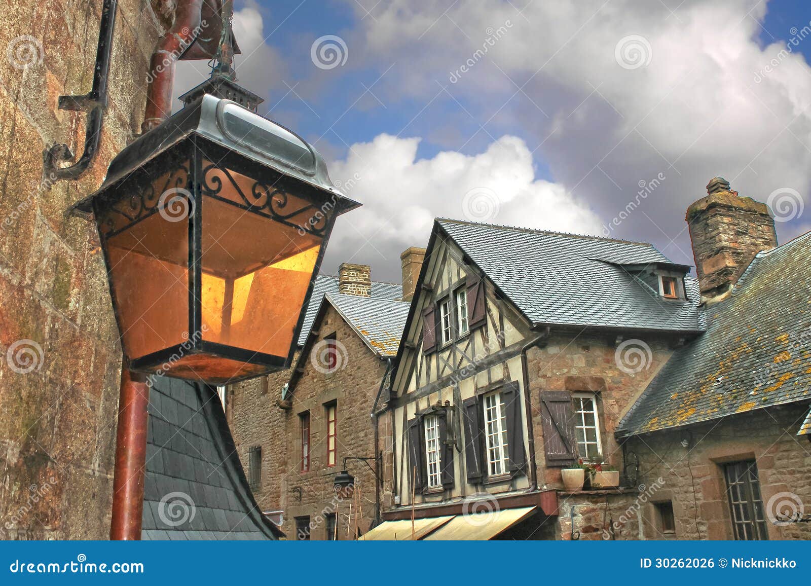 Lantern on the Medieval Streets Stock Photo - Image of france, facade ...
