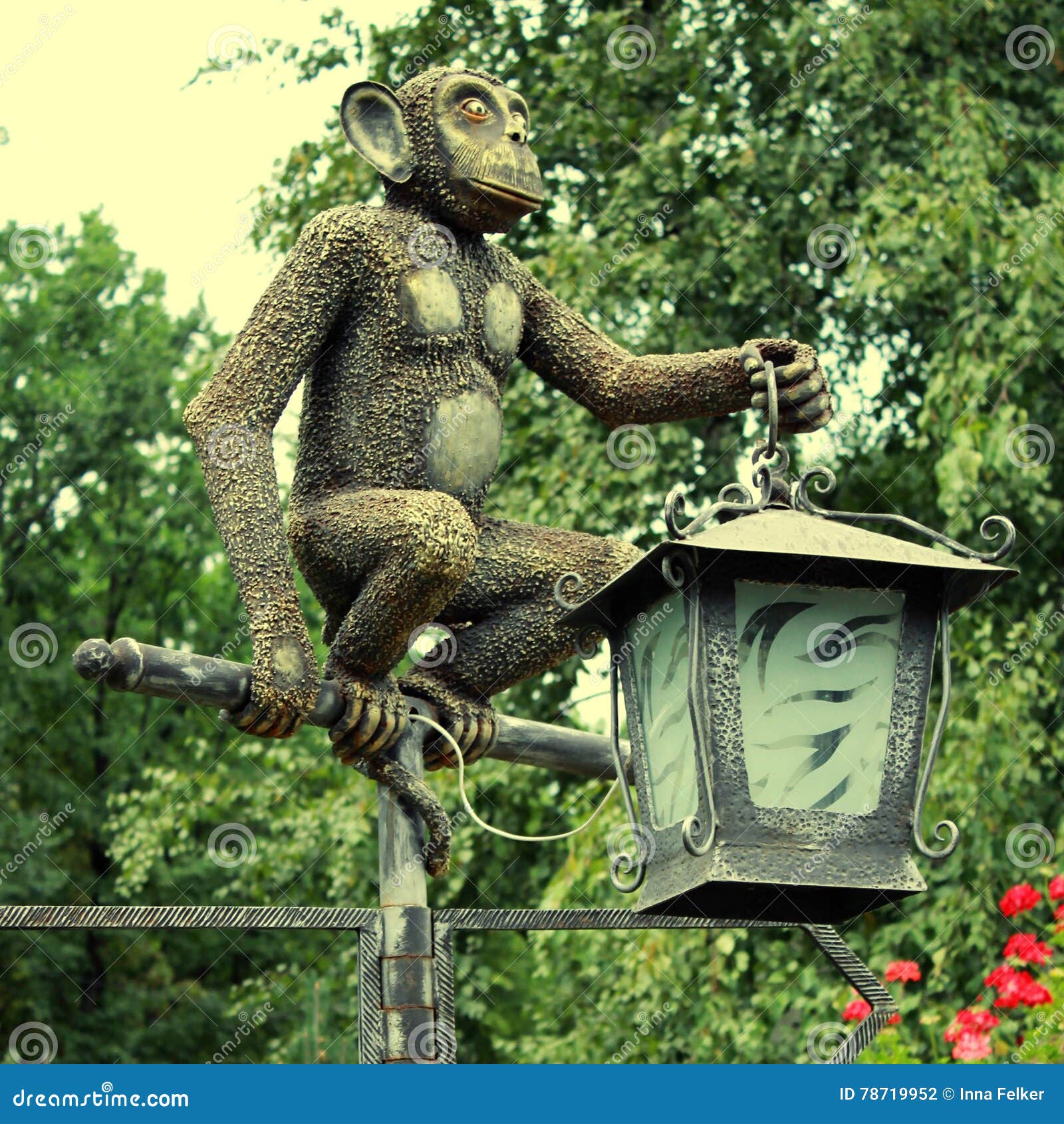 Lantern Monkey Statue in the Park. Stock Photo - Image of europe ...