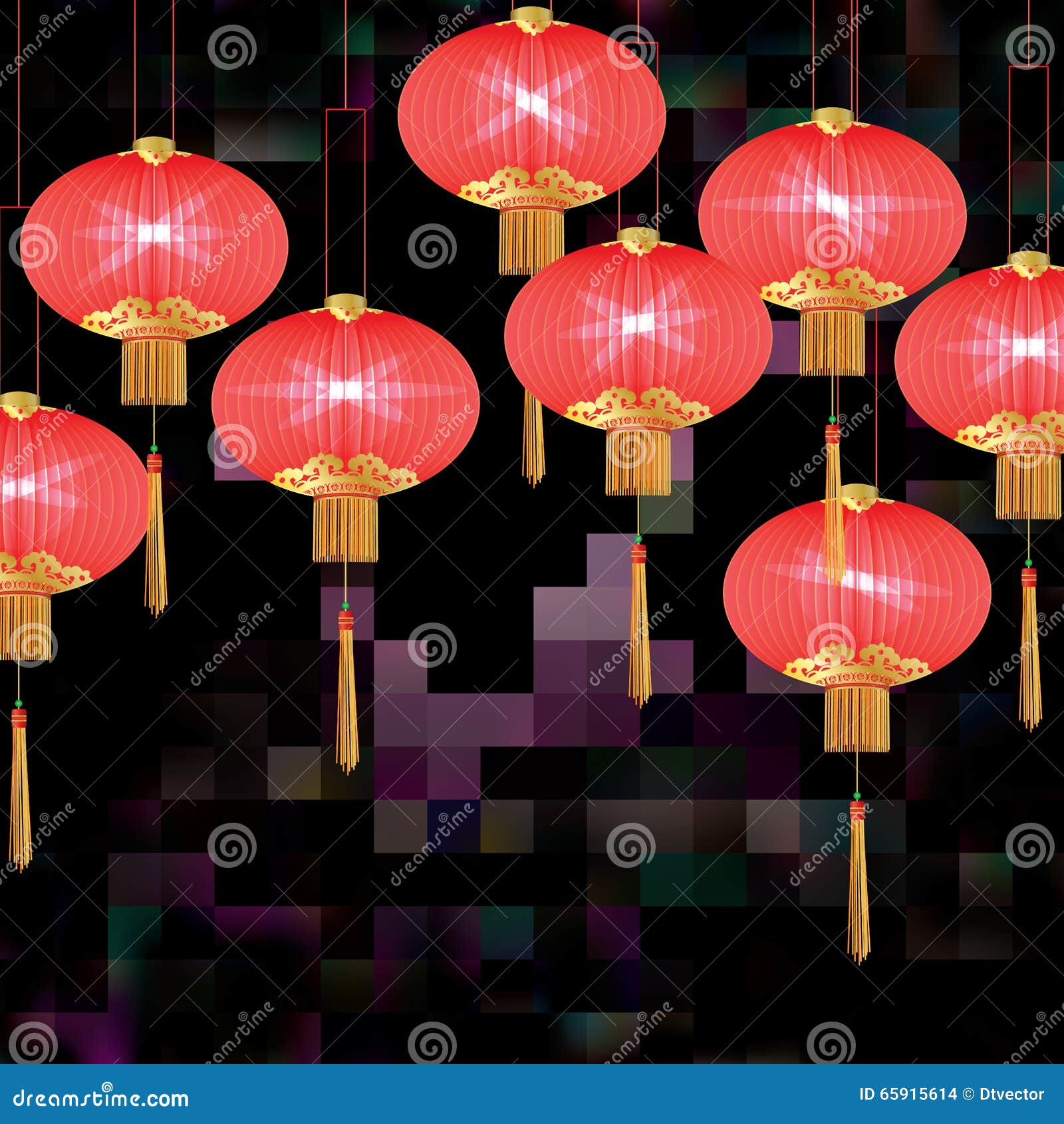 Lantern Night Effect Landscape Card Stock Vector - Illustration of bead ...