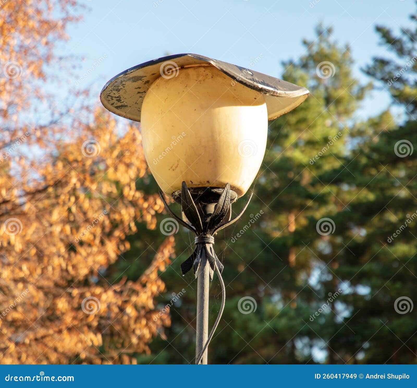 Lantern on a Pole in the Park Stock Image - Image of electricity ...