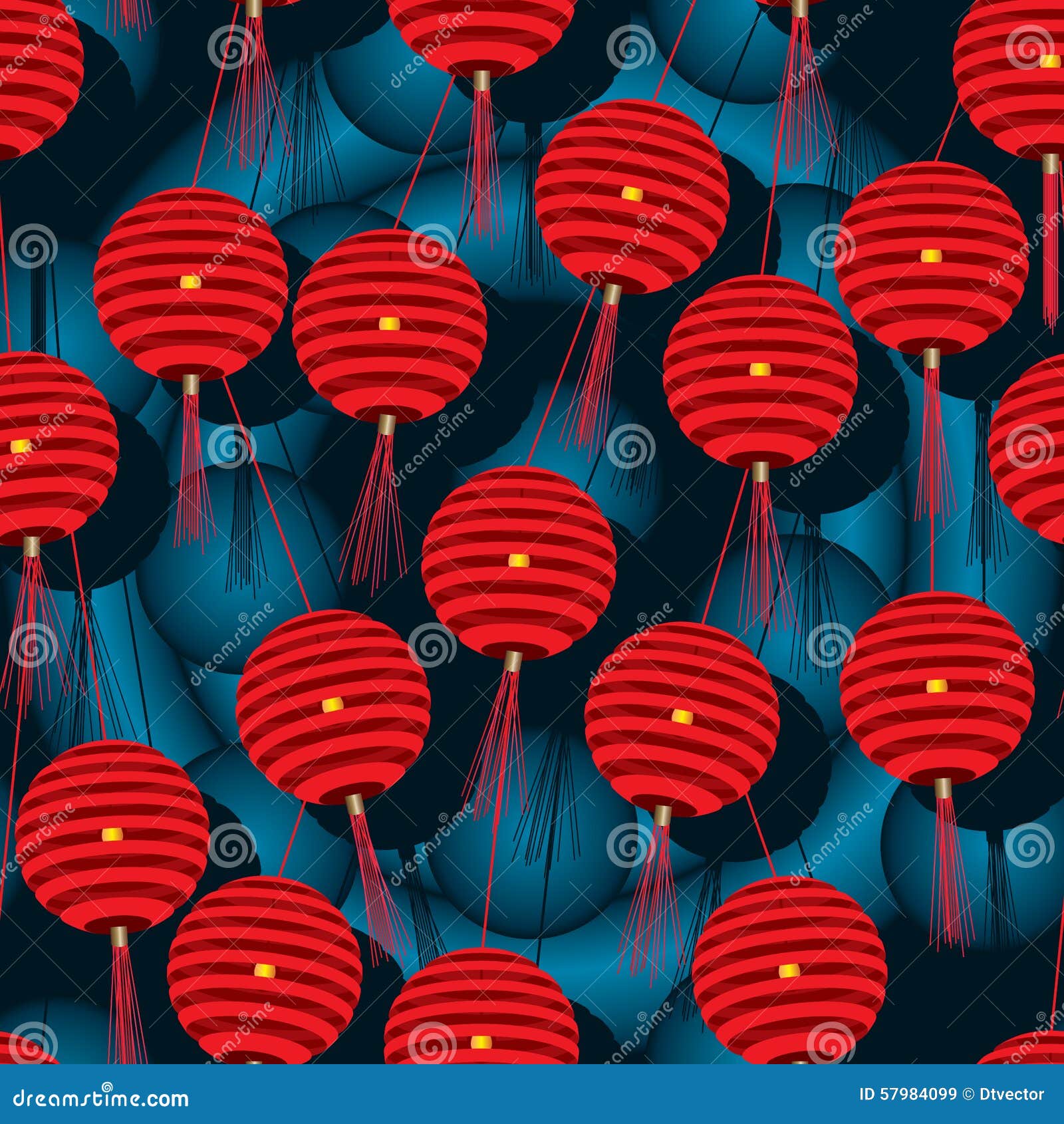 Lantern Red Hang Blue Seamless Pattern Stock Vector - Illustration of ...