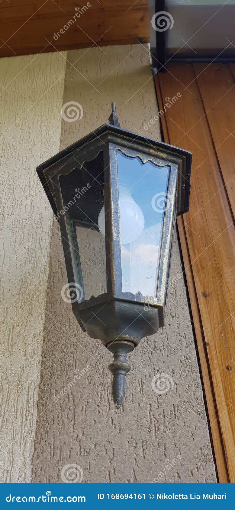 Lantern Shaped Lamp on the Wall Stock Image - Image of lamp, antique ...