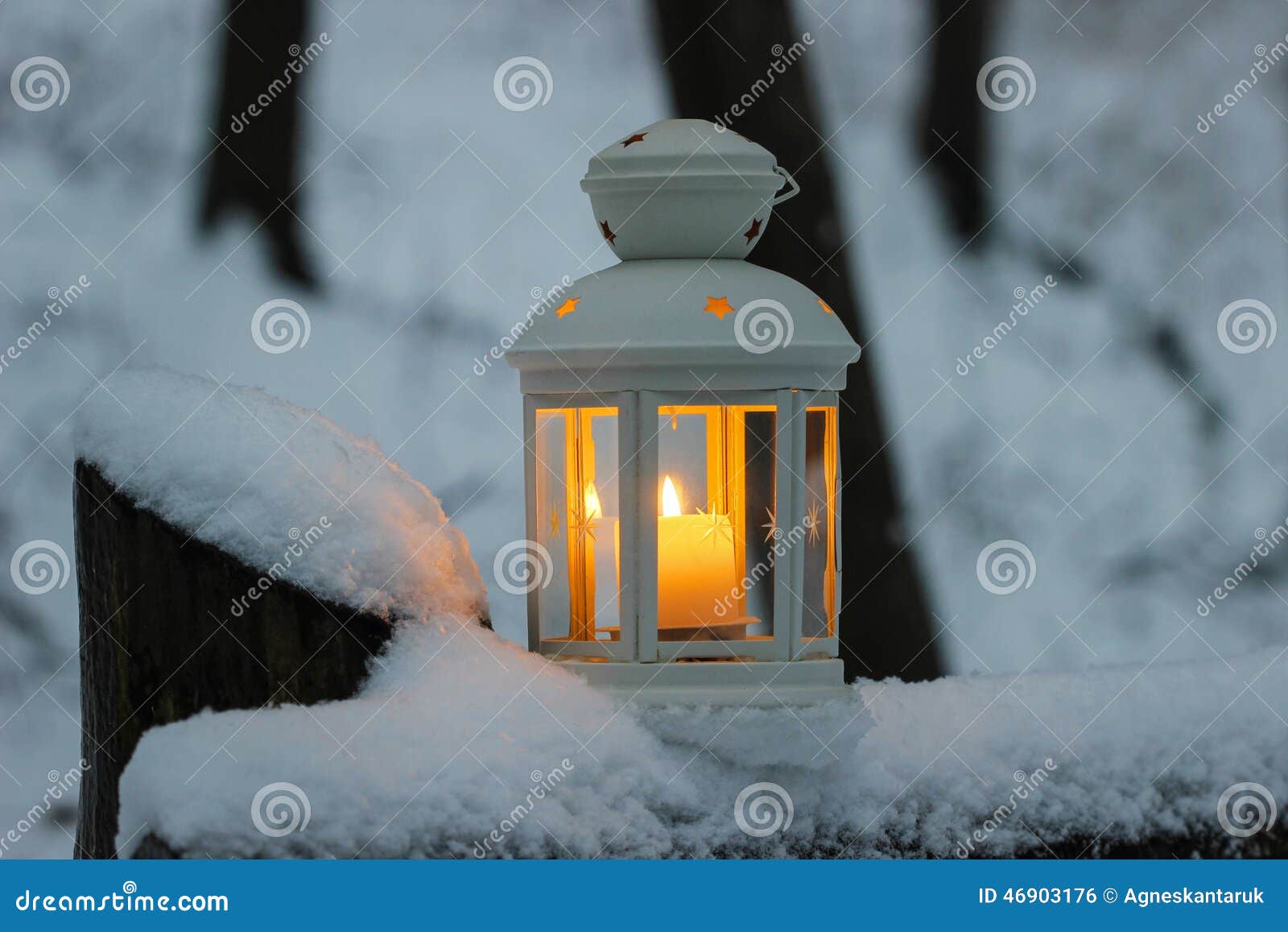 Lantern on snow stock photo. Image of atmosphere, december - 46903176