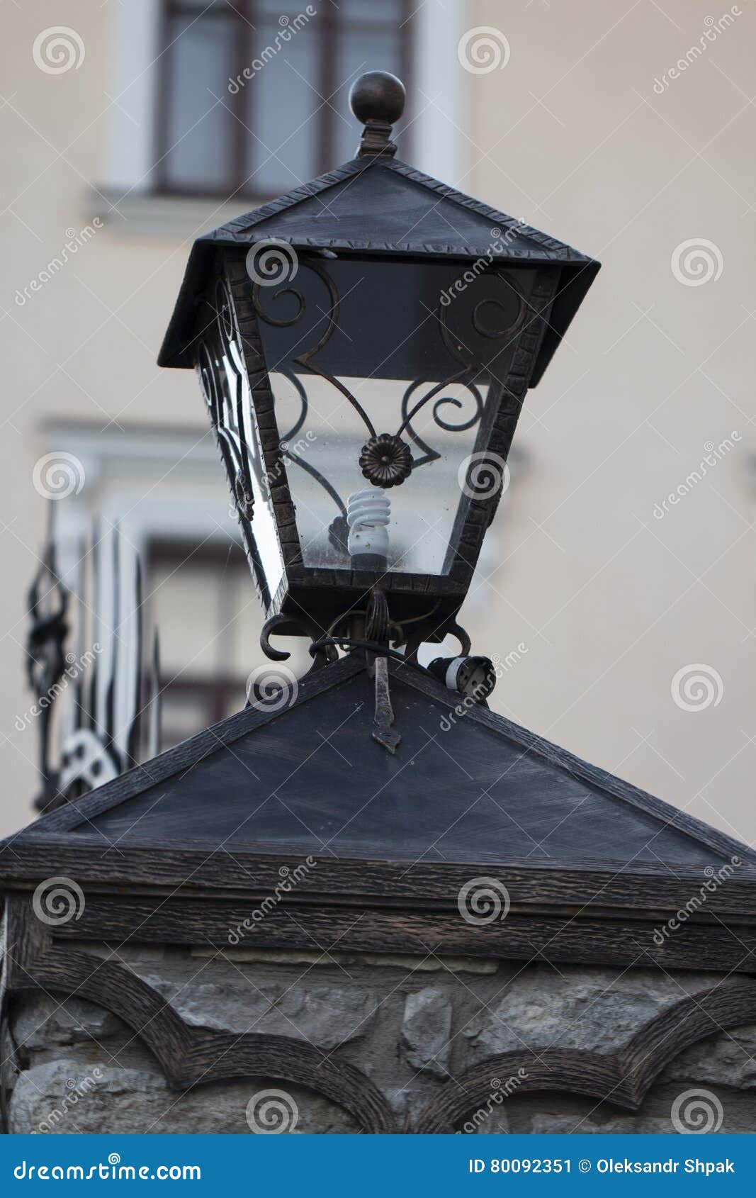 Lantern on a stone pillar stock image. Image of attraction - 80092351