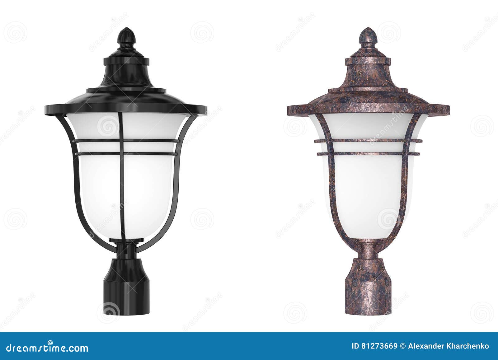 Lantern Street Column Lamp. 3d Rendering Stock Illustration ...