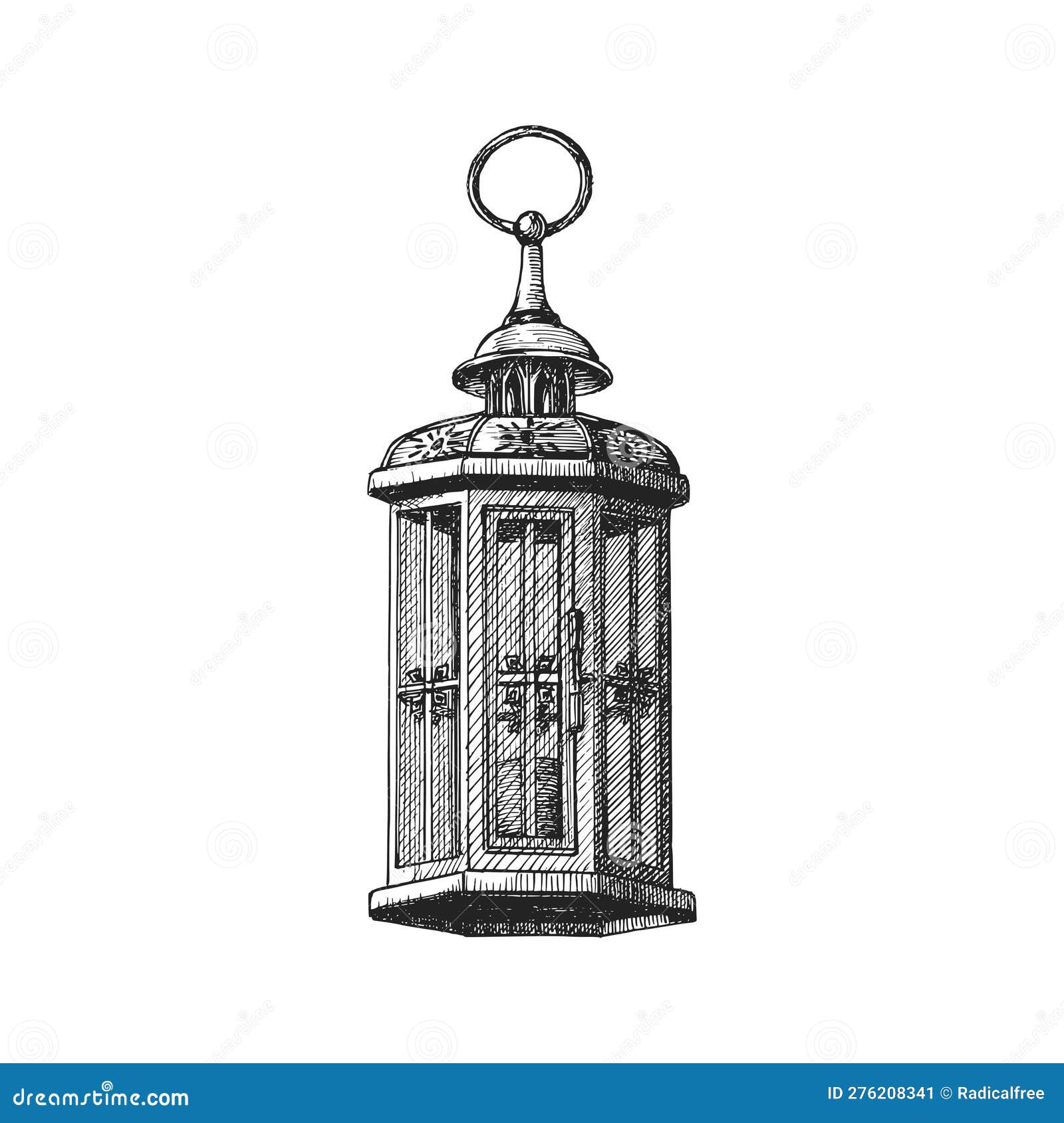 Lantern Vector Sketch, Drawn Old Lamp Illustration Stock Illustration ...