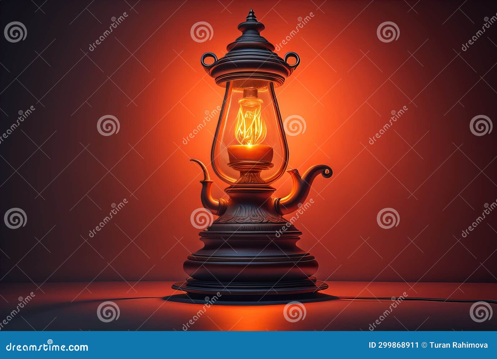 Lantern on a Wooden Table and a Dark Background. Ai Generative Stock ...