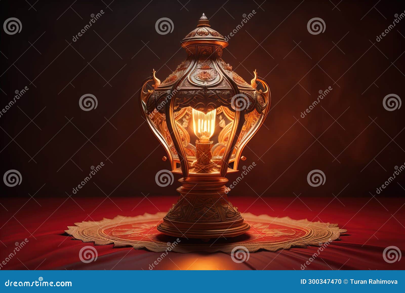 Lantern on a Wooden Table and a Dark Background. Ai Generative Stock ...