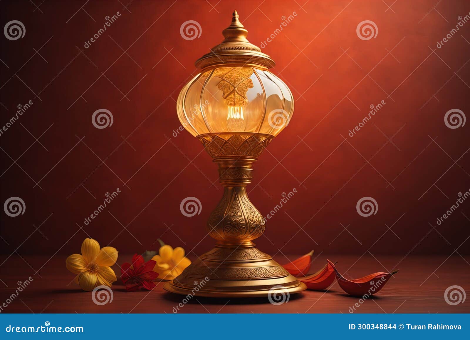 Lantern on a Wooden Table and a Dark Background. Ai Generative Stock ...