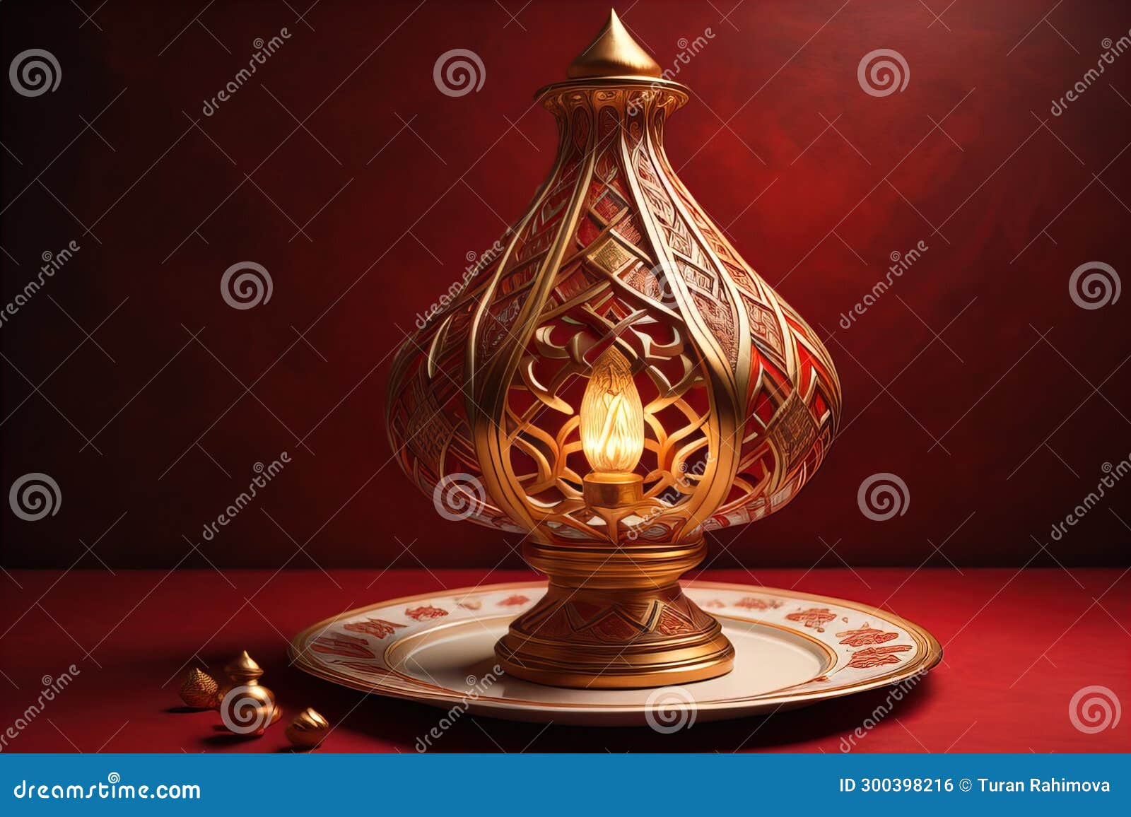 Lantern on a Wooden Table and a Dark Background. Ai Generative Stock ...