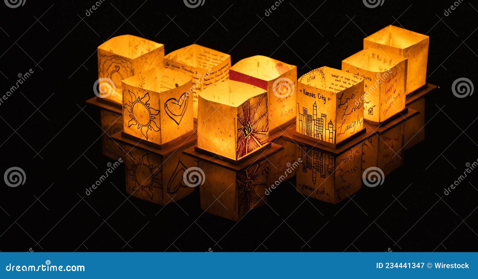 Lanterns Arranged on a Reflective Surface; Famous Lantern Festival ...