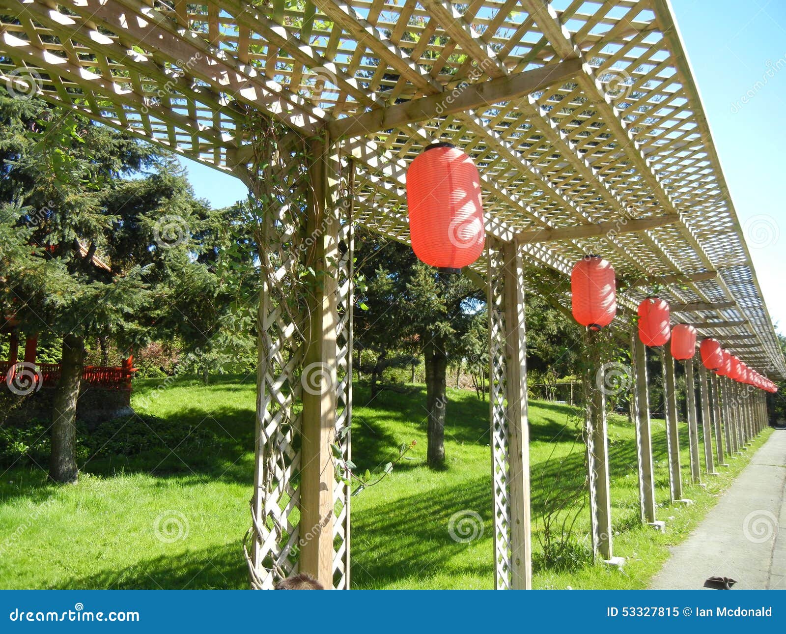 Lanterns stock image. Image of chinese, garden, trellis - 53327815