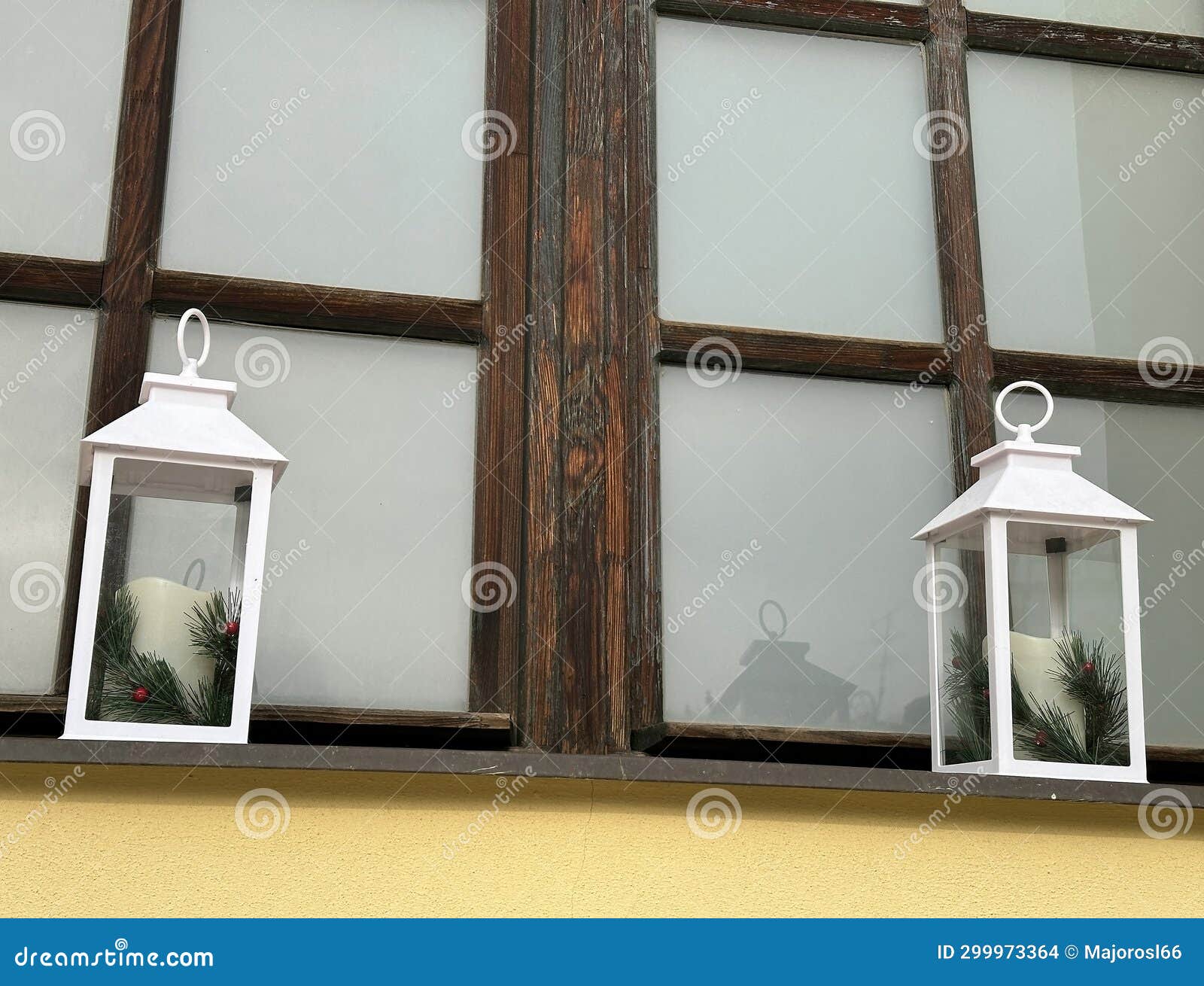 Lanterns in the Church Window before Christmas Stock Photo - Image of ...
