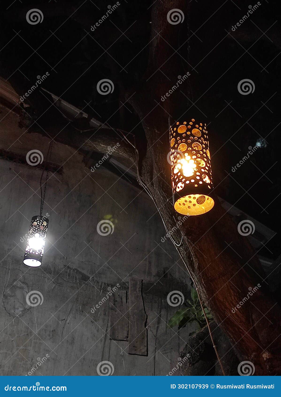 Lanterns Installed on Mango Trees for Lighting Stock Image - Image of ...