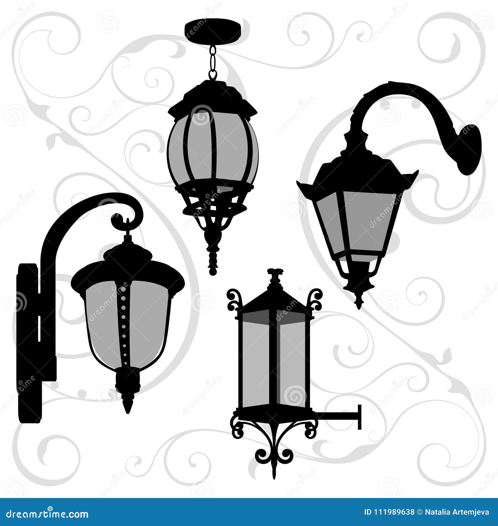 Lanterns set 2 stock vector. Illustration of black, front - 111989638