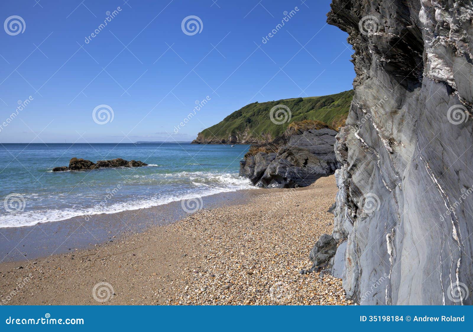 Lantic Bay, Cornwall stock photo. Image of england, pebble - 35198184