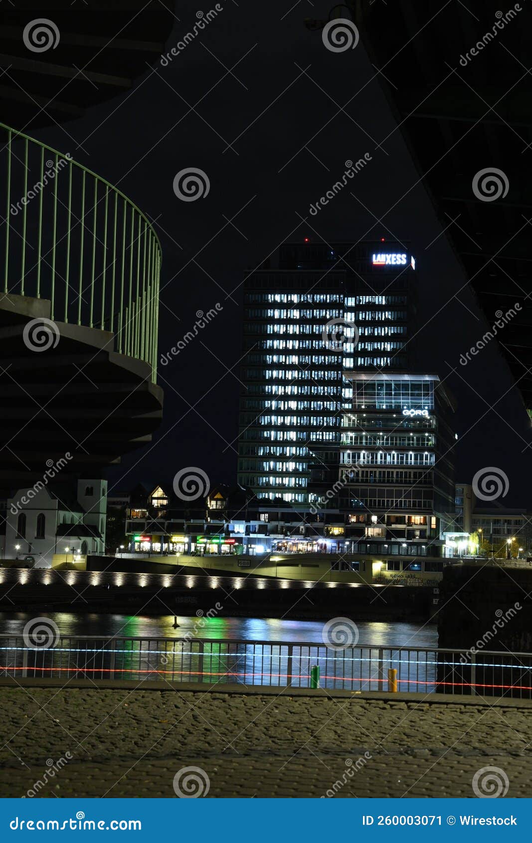 Lanxess Headquarters Over the Rhine and the Deutzer Bridge in Cologne ...