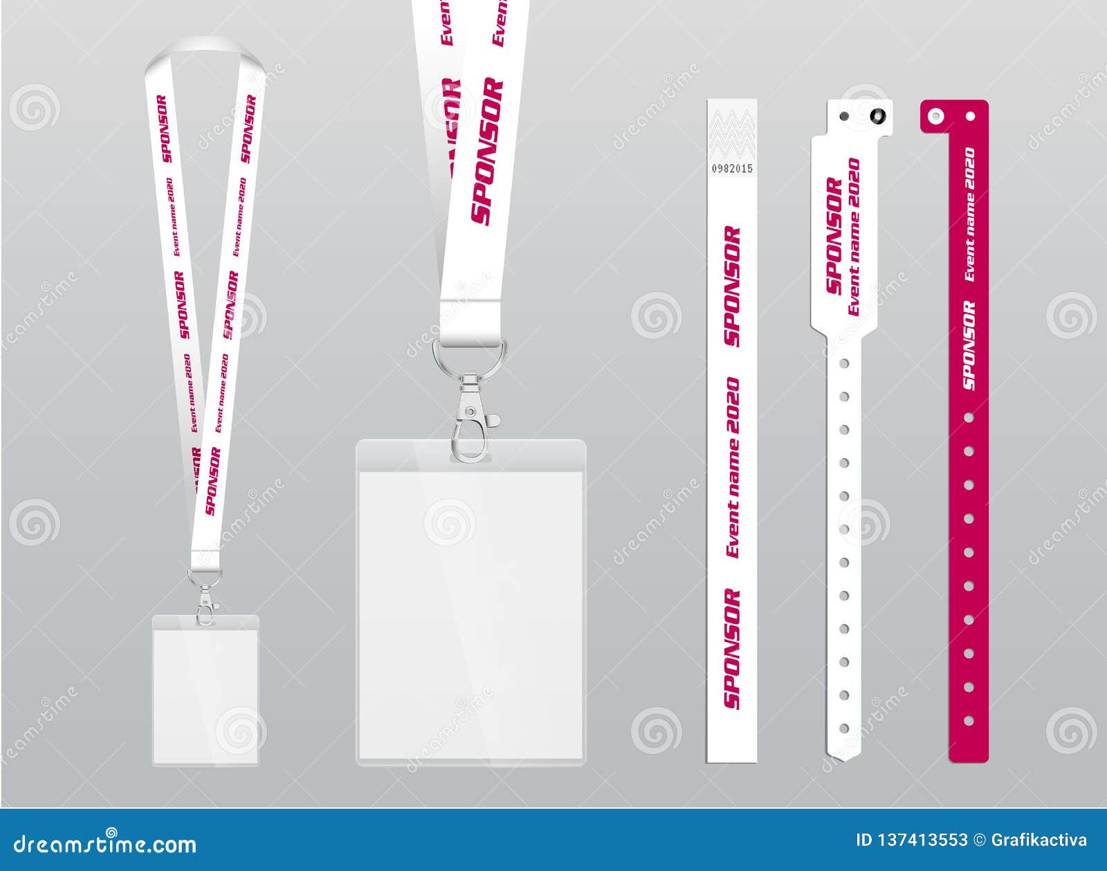 Vector Illustration of Lanyard and Bracelets for Identification and ...