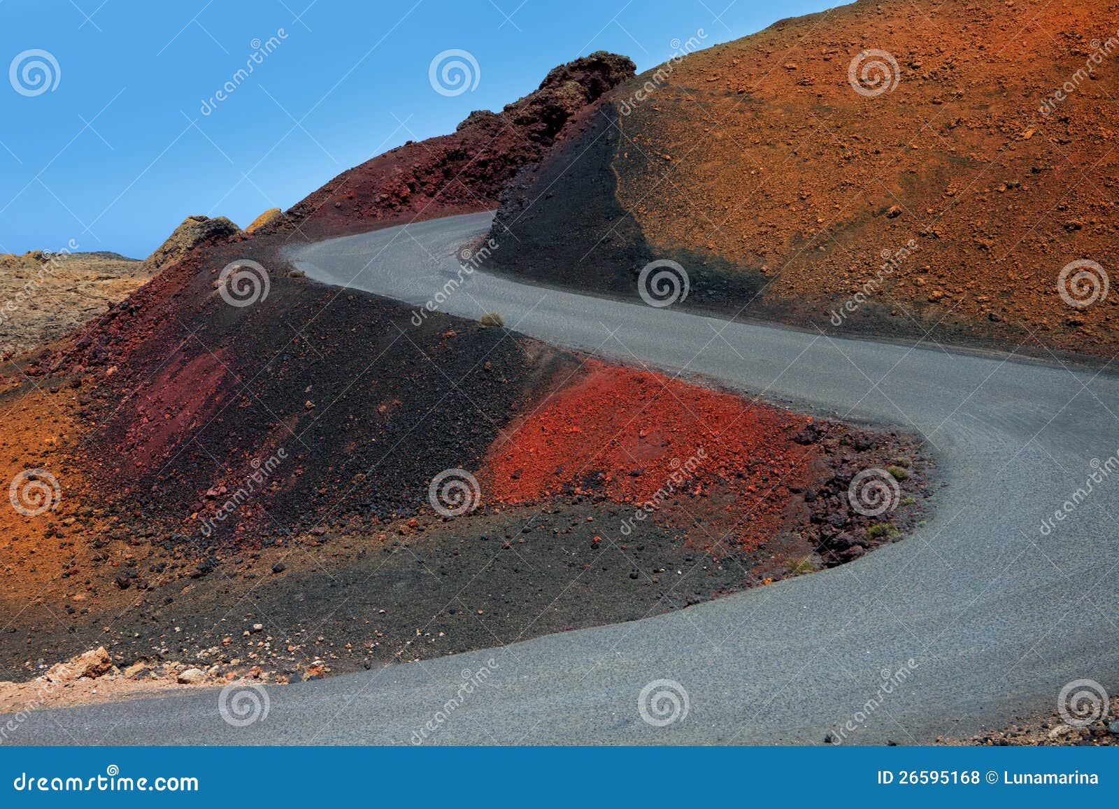 Lanzarote Timanfaya Fire Mountains Road Stock Photo - Image of islands ...