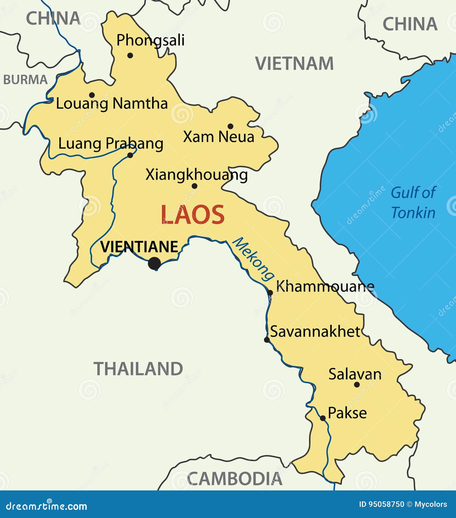 Lao Peoples Democratic Republic - Vector Map - Laos | CartoonDealer.com ...