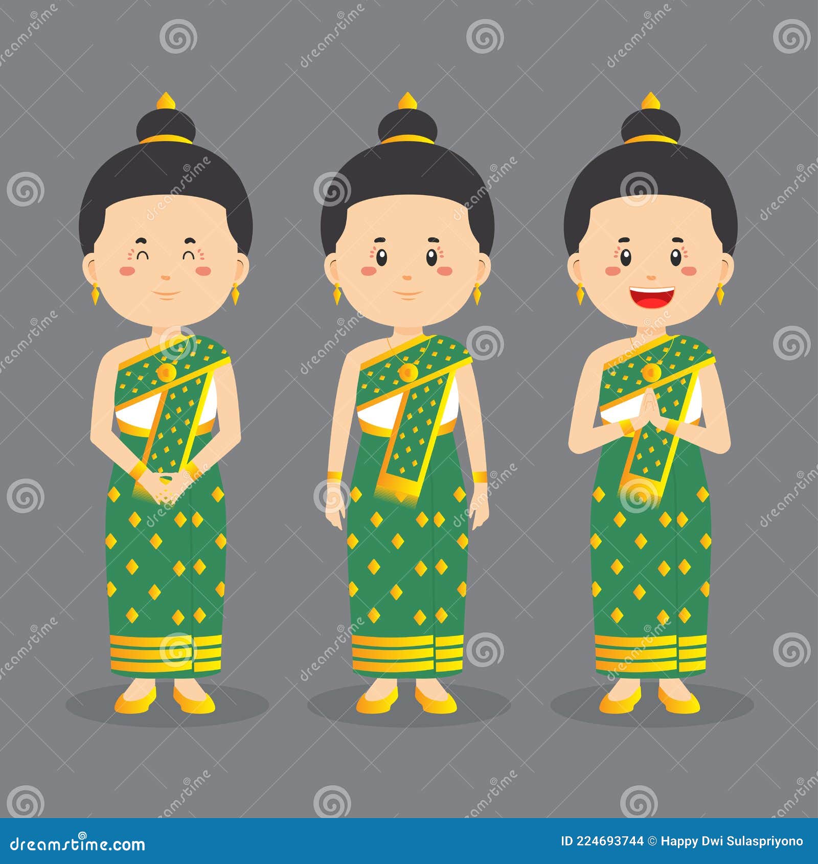 Laos Character with Various Expression Stock Vector - Illustration of ...