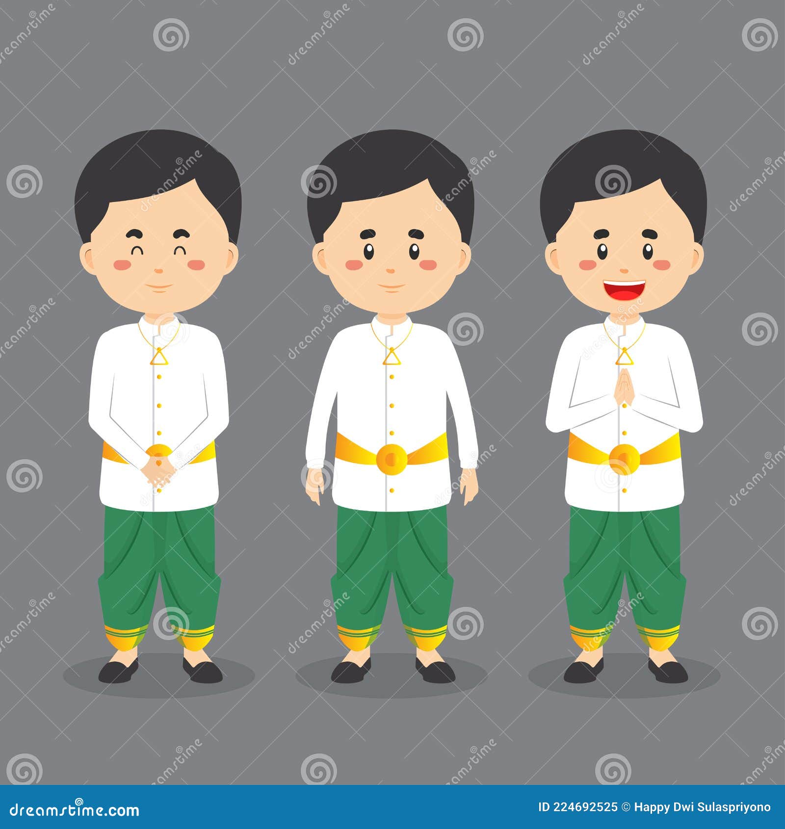 Laos Character with Various Expression Stock Vector - Illustration of ...