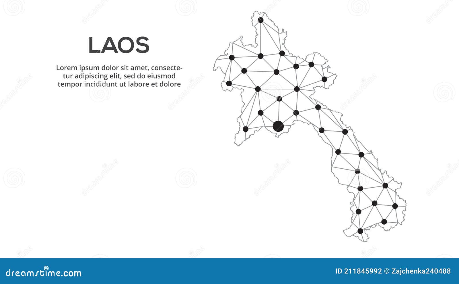 Laos Communication Network Map. Vector Image of a Low Poly Global Map with City Lights. Map in ...