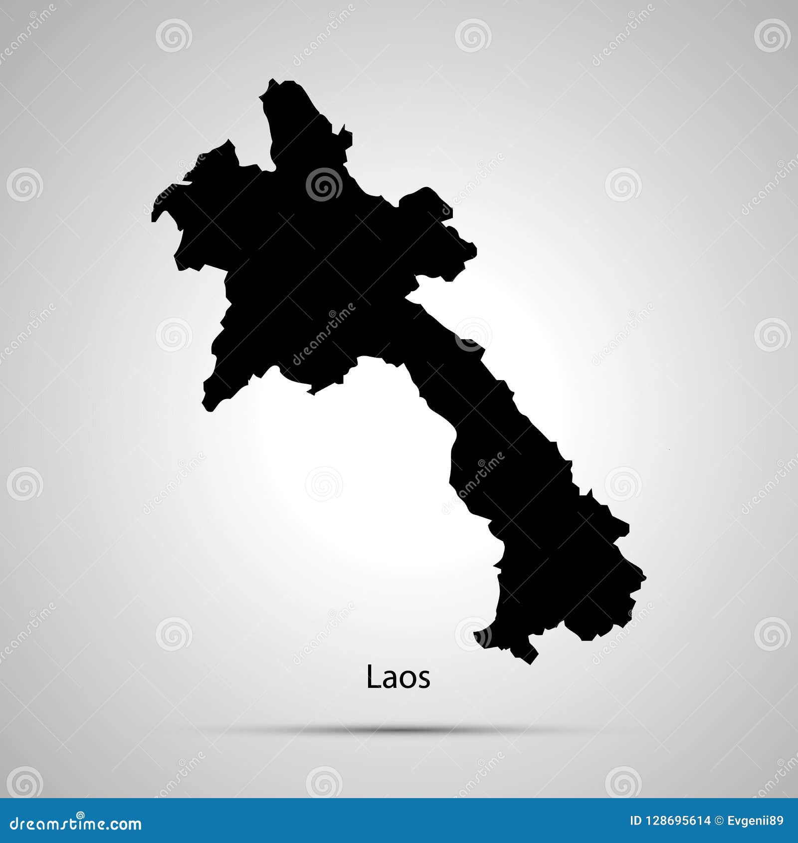 Laos Map. Lao Country Map. Black And White Laotian National Nation ...