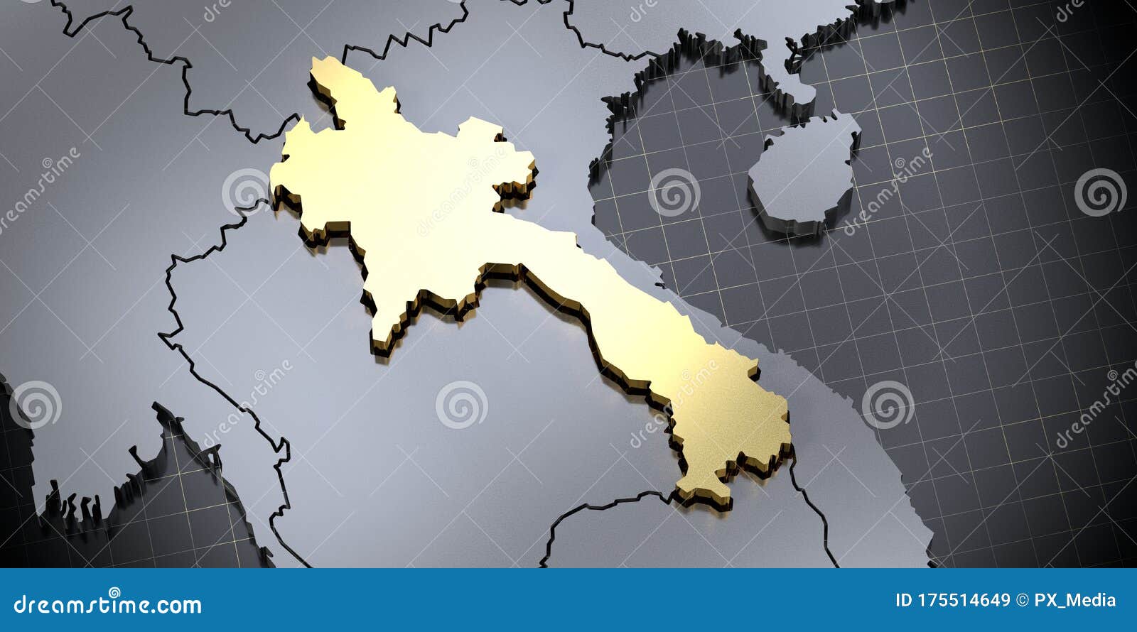 Laos - Country Shape - 3D Illustration Stock Illustration ...