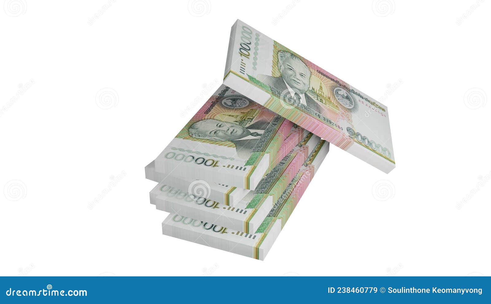 Laos Currency Kip 100.000 Stack of Lak Laos Bank Note Stock Image ...