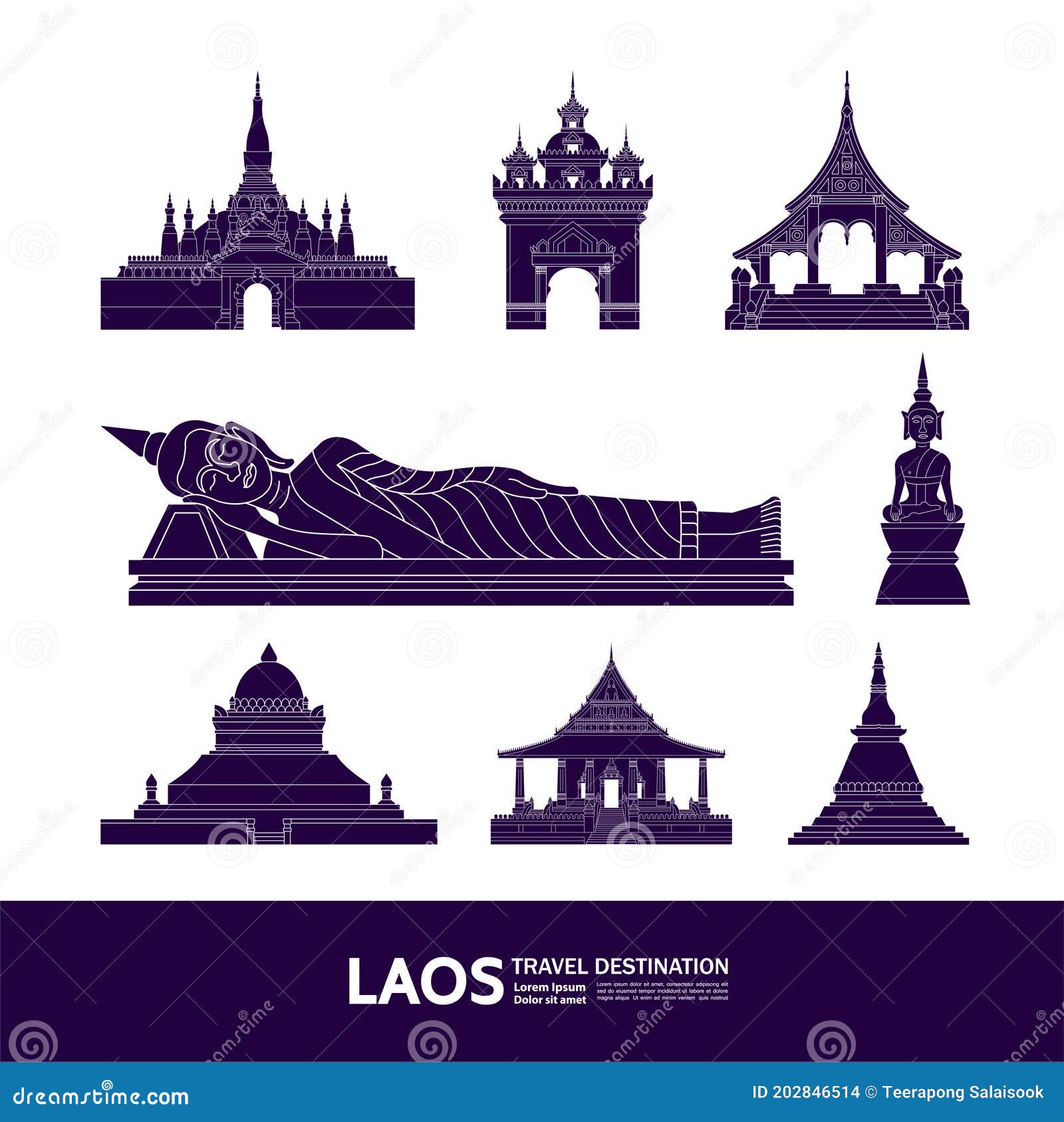 LAOS Travel Destination Vector Illustration Editorial Stock Image ...