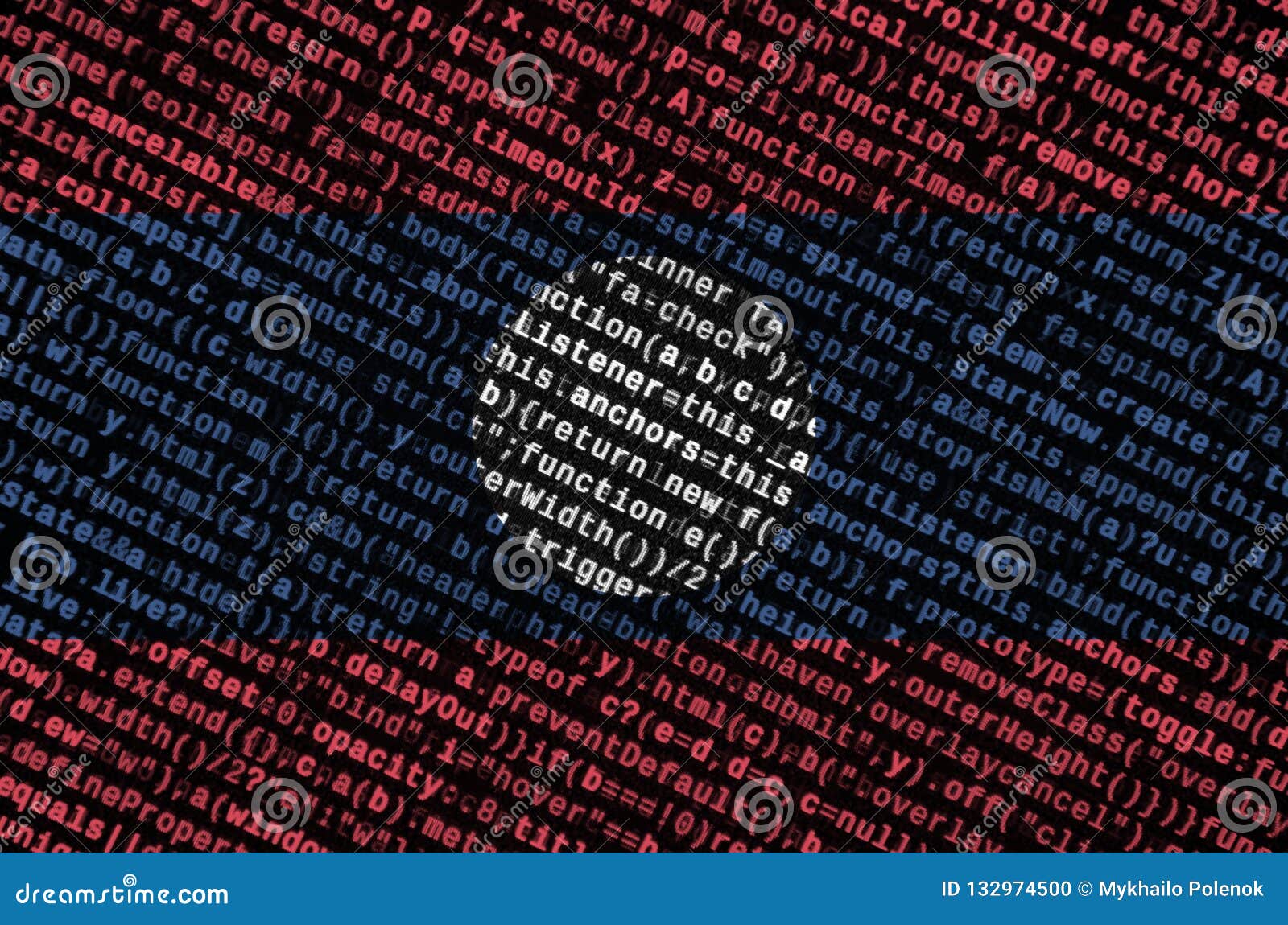 Laos Flag is Depicted on the Screen with the Program Code. the Concept ...