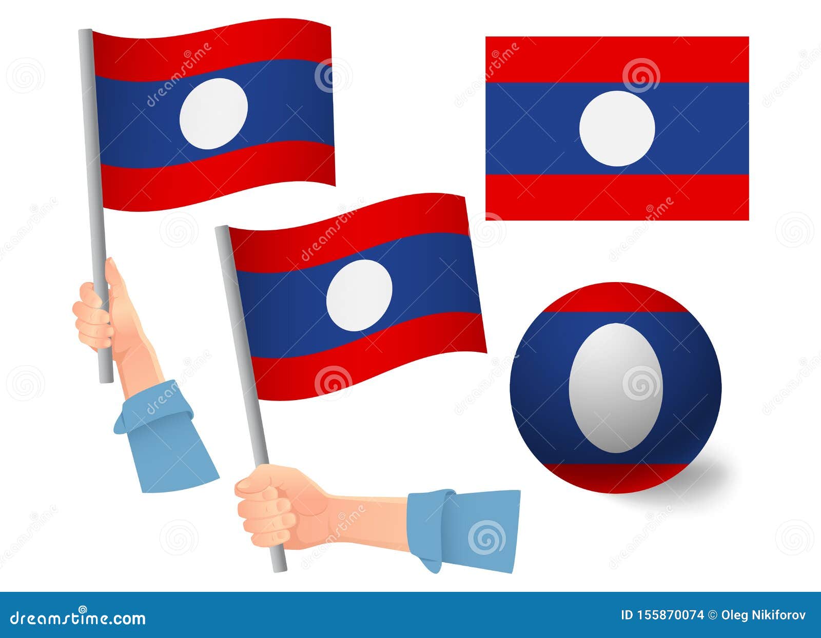 Laos flag in hand icon stock illustration. Illustration of laos - 155870074